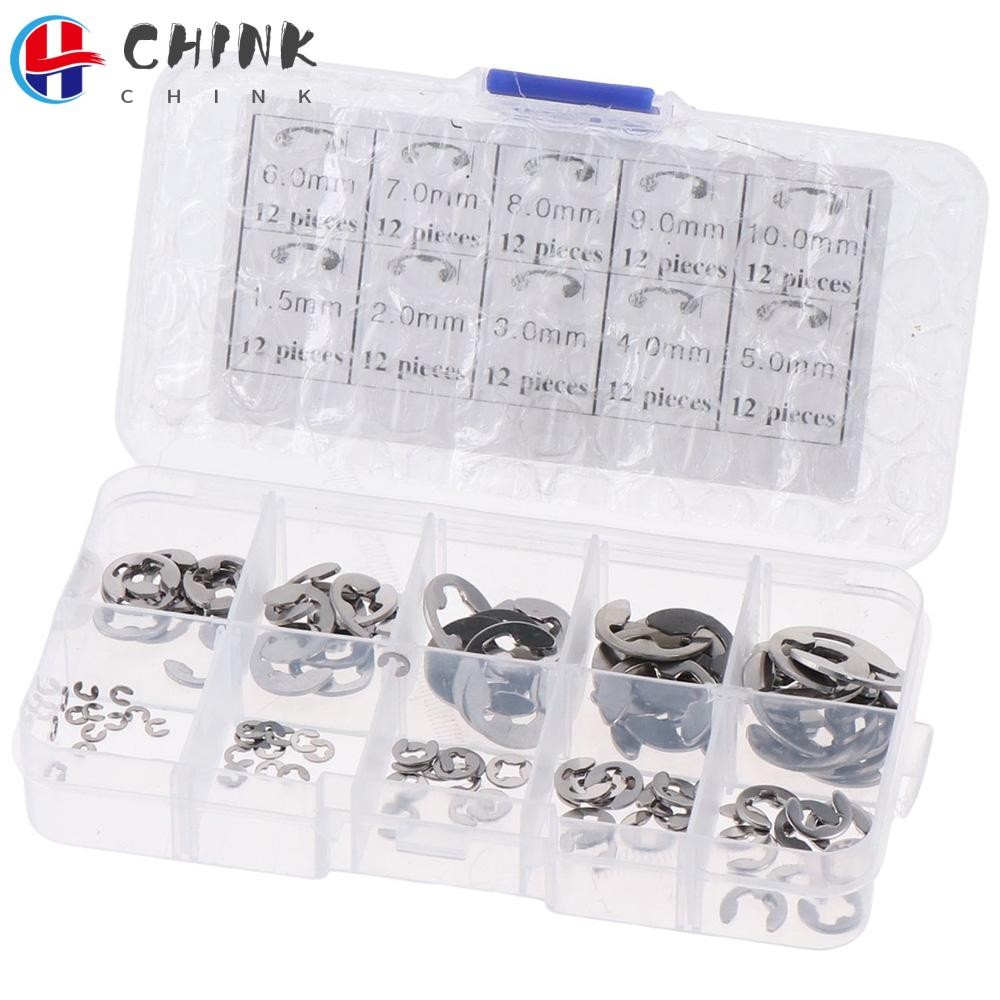 Chink 120PCS E-Clip Circlip, Silver E-shaped Retaining Ring, External ...