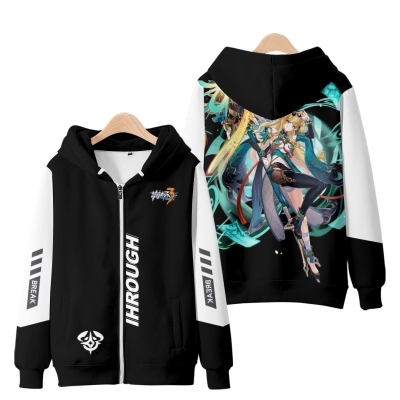 ใหม่อะนิเมะผลกระทบ Honkai 3 Thelema Shafulai Songque ซิป Hoodie ผู้ชาย ...