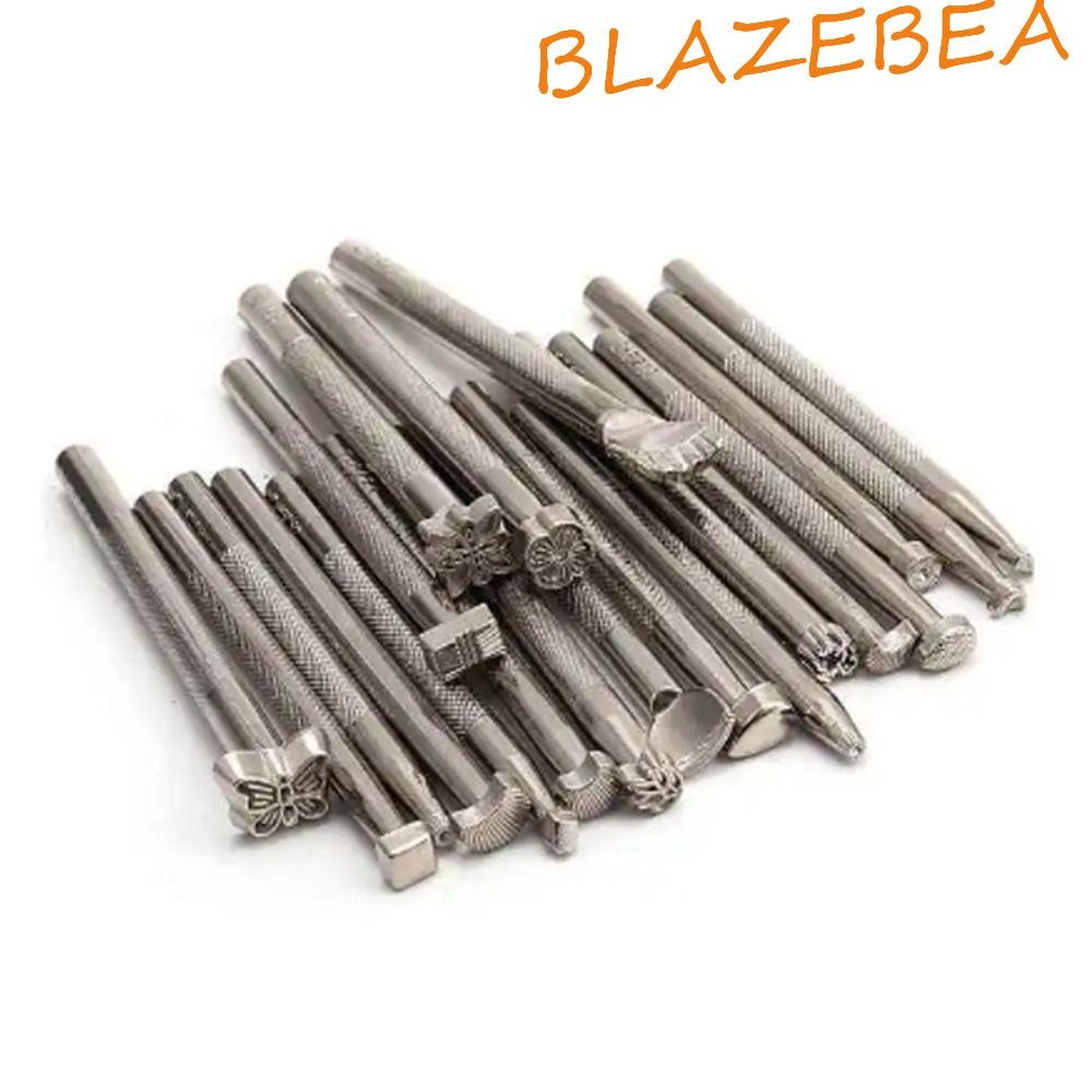 Blazebea 20 ชิ้นหนังลายนูนเครื่องมือ,รูปแบบแกะสลักหลายรูปแบบหนังพิมพ์แสตมป์,ดอกไม้ Leathercraft ...