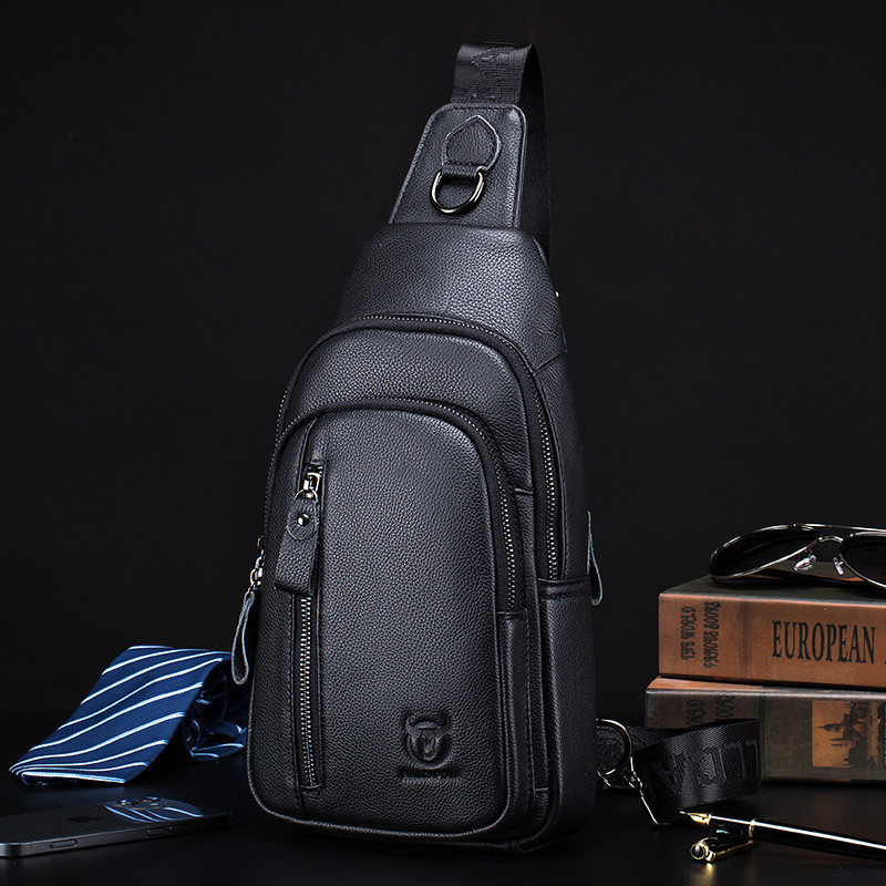 Bullcaptain Mens Leather Crossbody Bags Leather Chest Bag for Men ...