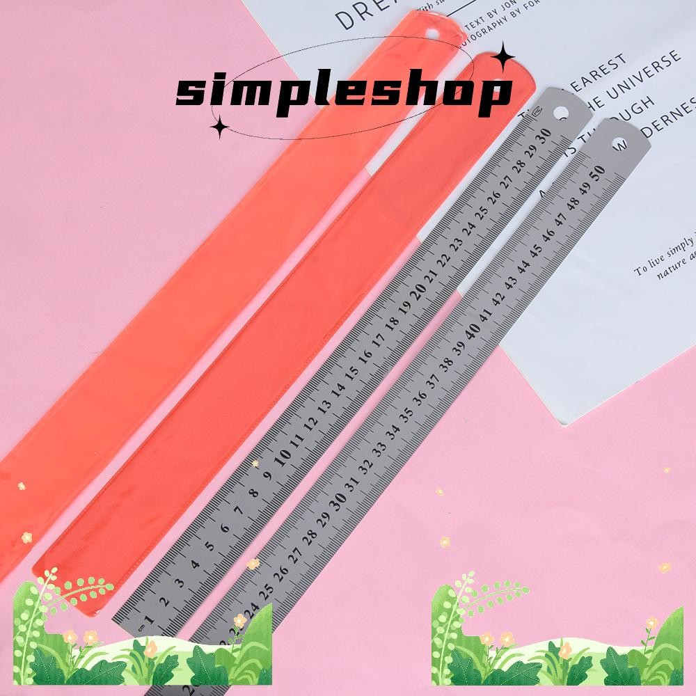 SIMPLESHOP 30/50 มม. ไม้บรรทัดตรงเครื่องเขียนนักเรียน Precision โลหะเมตริก Imperial สแตนเลส ...