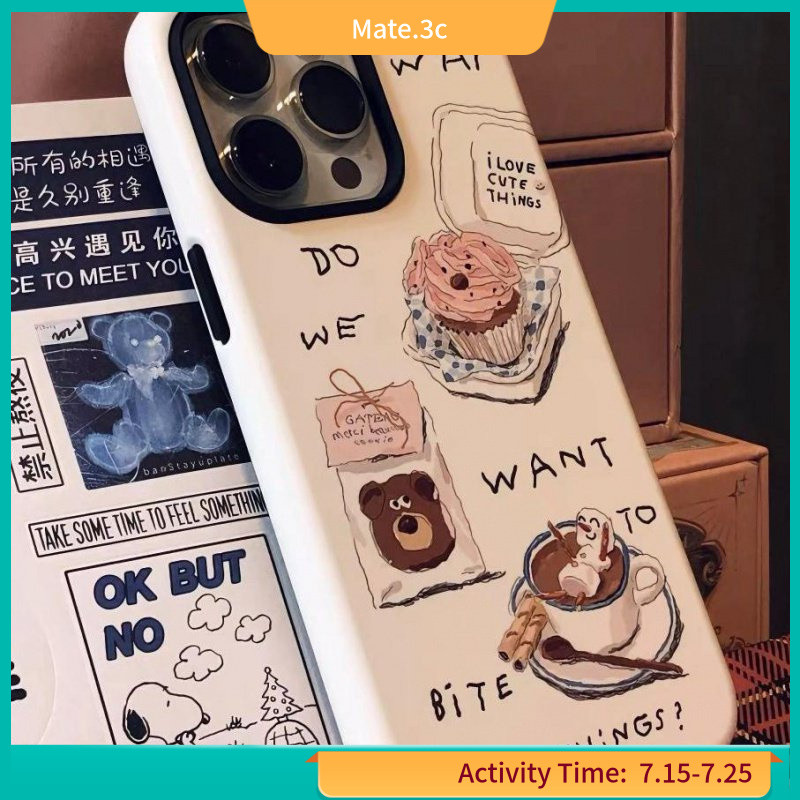 Bwvc เคสป้องกันโทรศัพท์มือถือ ลายการ์ตูนหมีชา กันกระแทก สําหรับ Iphone ...
