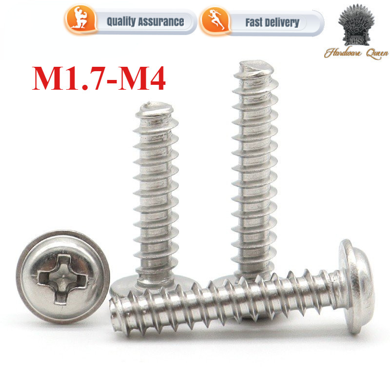 [QL] สกรู สกรูแตะตัวเอง 304 สแตนเลส Phillips หัวกลมพร้อมแผ่นหางแบนแตะตัวเอง M1.7 M2M3M4ขายส่ง ...