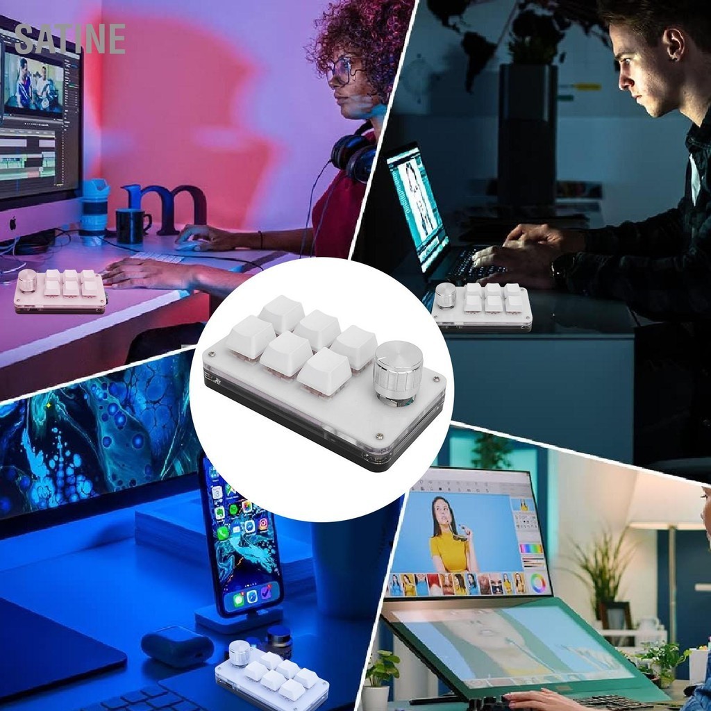 SaTine MINI Macro Mechanical Gaming Keyboard 6 ปุ่ม One Handed USB Type ...