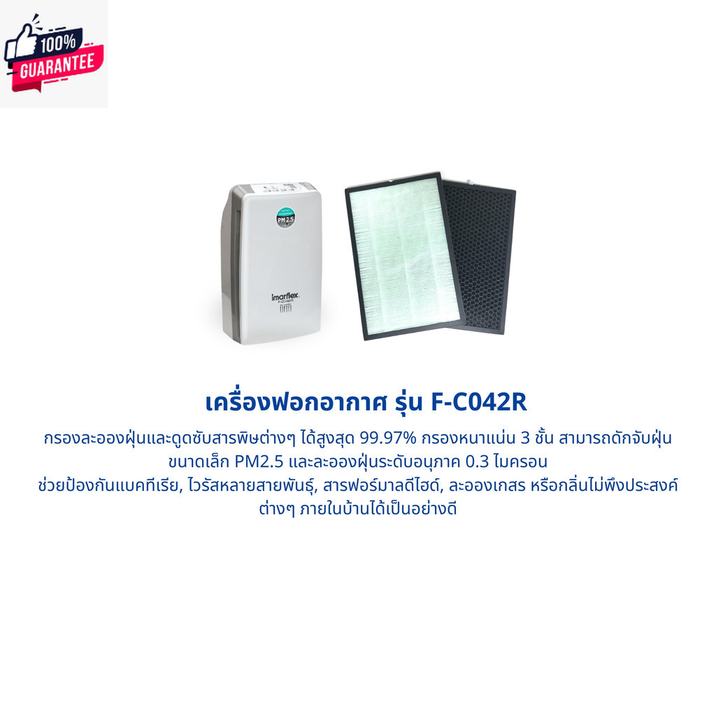 แผ่นกรองอากาศ อิมาร์เฟล็กซ์ รุ่น F-C042R สำหรัเครื่องฟอกอากาศ imarflex Air Purifier Filter ...