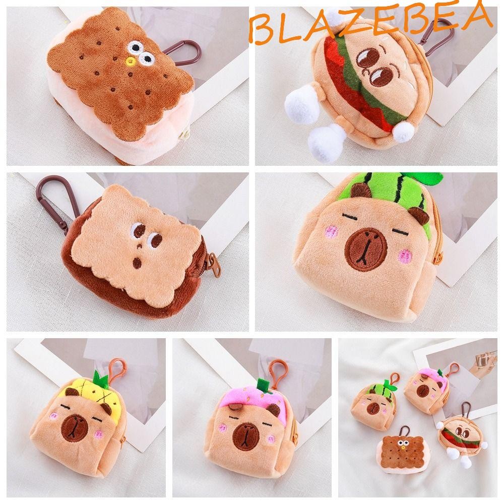 Blazebea Capybara กระเป๋าใส่เหรียญตุ๊กตา,การ์ตูนสัตว์สับปะรดบิสกิตเปลี่ยนกระเป๋า,กระเป๋ากุญแจ ...