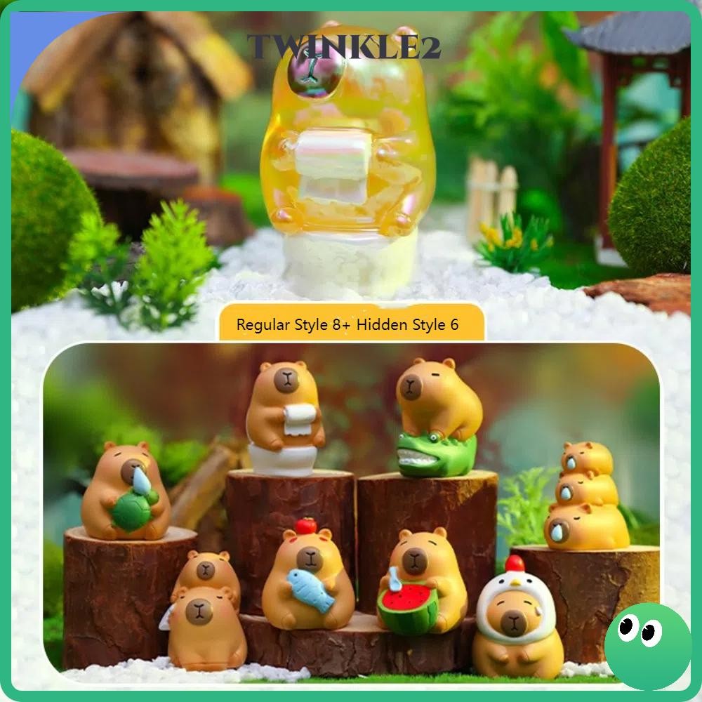 Twinkle Capybara หุ่นโมเดล, เรซิ่นหัตถกรรมตัวเลขการกระทํา Capybara กล่อง, หลากสี Kawaii ของขวัญ ...
