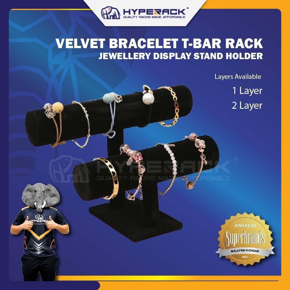 Hyperack TM️ นาฬิกาโซ่สร้อยข้อมือกํามะหยี่ T-Bar Rack เครื่องประดับ ...