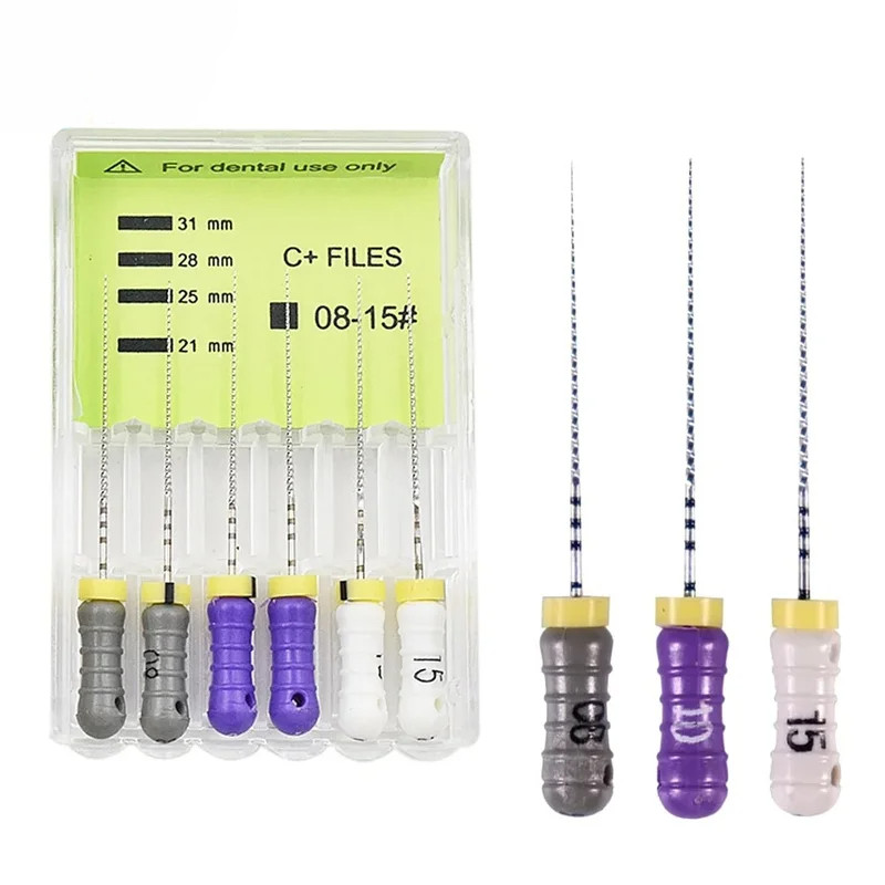 ทันตกรรมมือใช้ C + ไฟล์สแตนเลส Endo Root Canal 25 มม #6 #8 #10 ไฟล์ ...