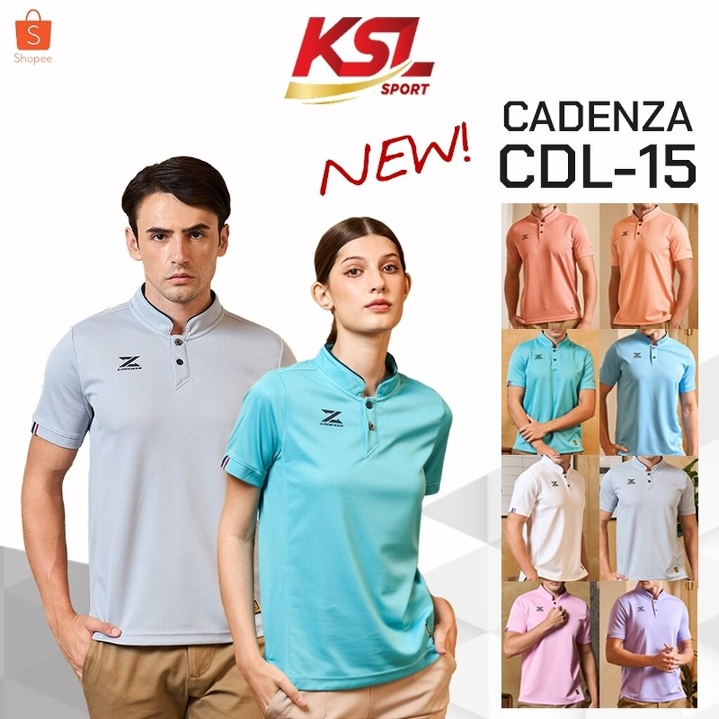 CADENZA เสื้อโปโลคอจีน เสื้อโปโล คาเดนซ่า รุ่น CDL-15 สีเทอร์ควอยซ์/ขาว ...