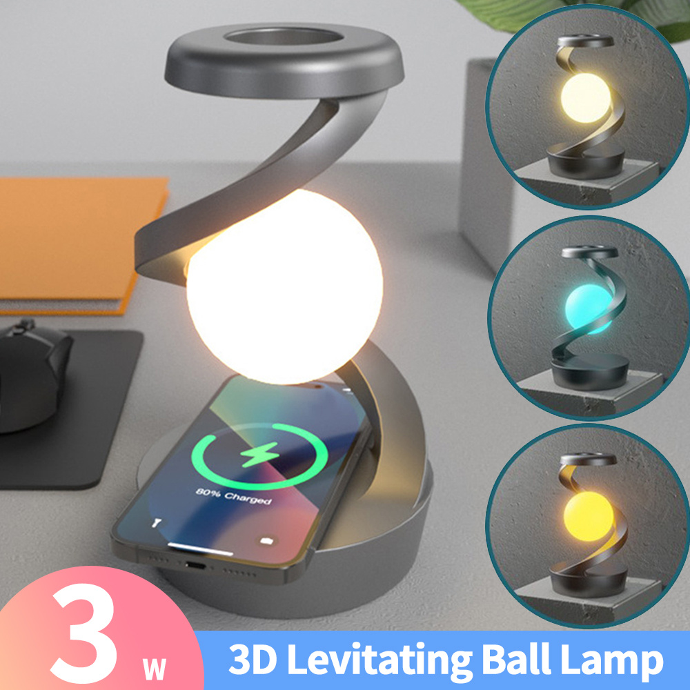 หมุนไร้สายลอยโคมไฟ 3D Levitation Ball โคมไฟ RGB LED Levitation Ball ...