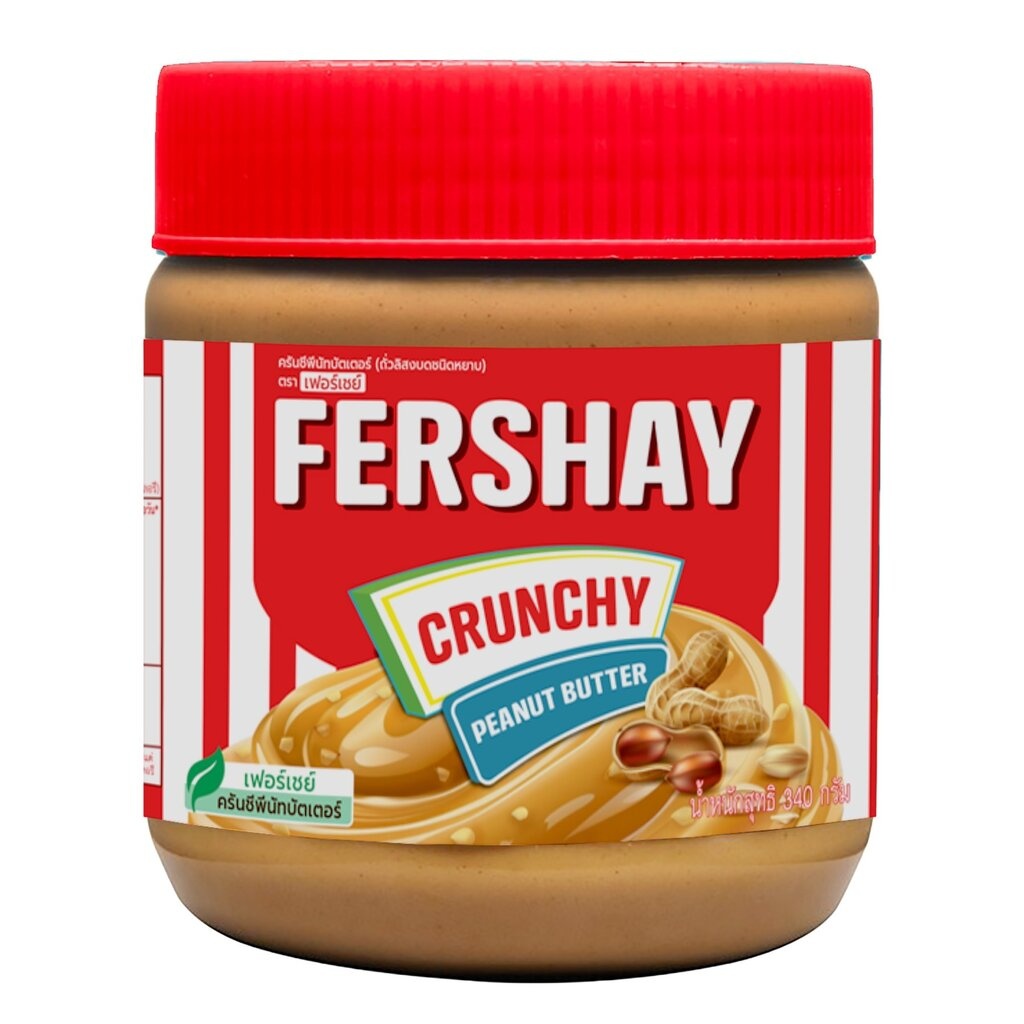 (ฺแถมฟรีขนาด 200 กรัม) Fershay Crunchy Peanut Butter 340 g. เฟอร์เชย์ ...