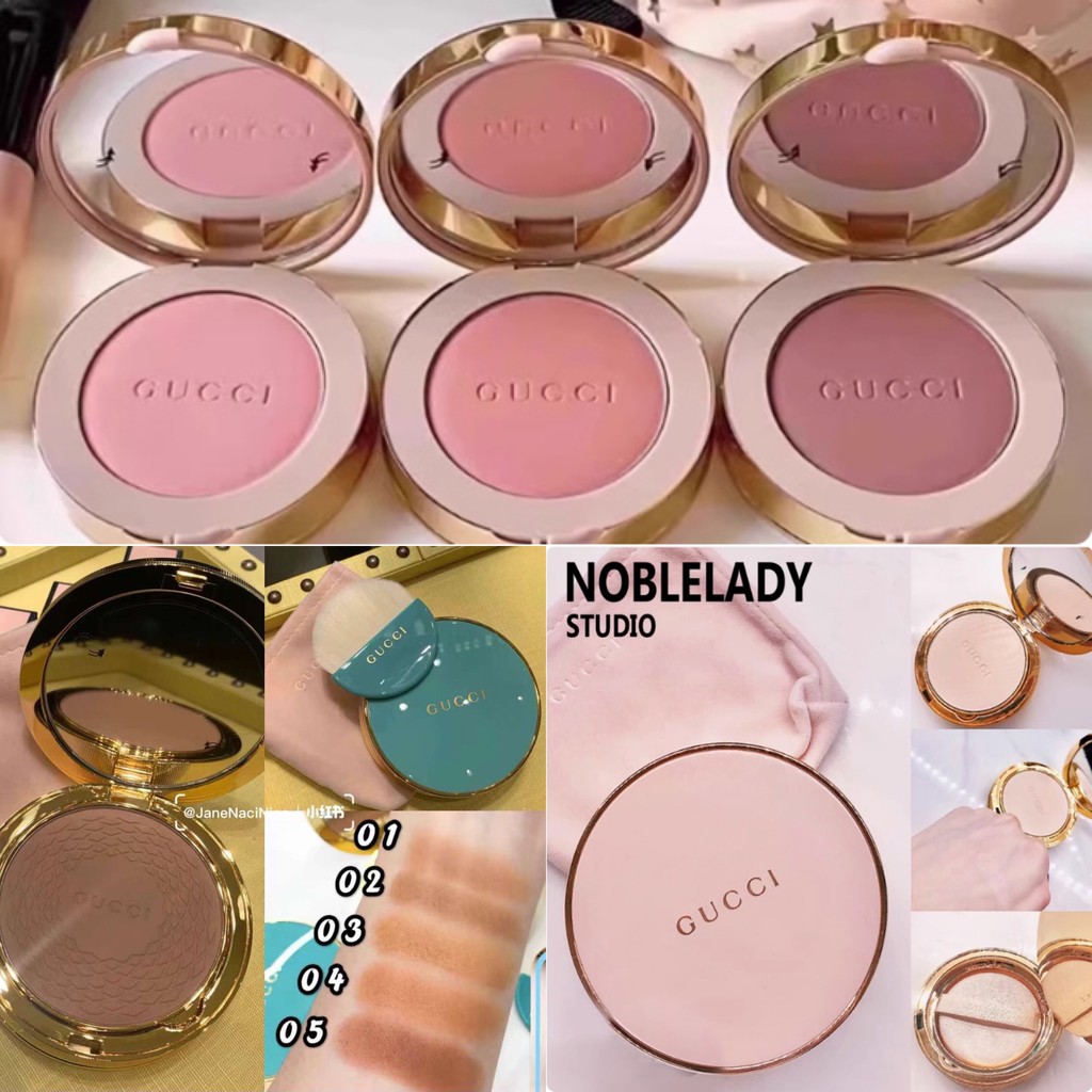Monochrome powder blusher 5.5g แป้งเปลือกสีฟ้า 12g Set แต่งหน้าควบคุม ...