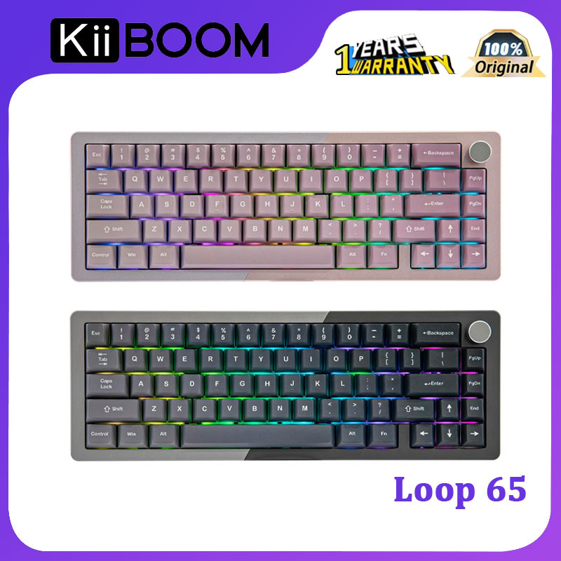 Kiiboom Loop65 คีย์บอร์ดกลบล็อกอลูมิเนียมทั้งหมด 65%, คีย์บอร์ดเกม QMK/VIA, คีย์บอร์ดไร้สาย BT5 ...