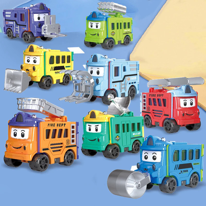 2 In 1 Transformer Car Toys Kids Cartoon Flips Changeable Inertia Car ...