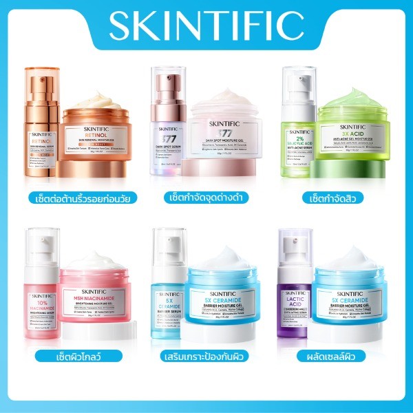 Skintific 2 ชิ้นครีมให้ความชุ่มชื้นโลชั่นเอสเซ้นส์ 5X เซราไมด์ครีมให้ ...