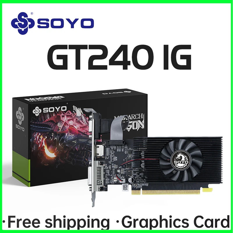 SOYO NVIDIA GPU GT 240 1G ครึ่งความสูงกราฟิกการ์ด DDR3 128Bit 40nm ...