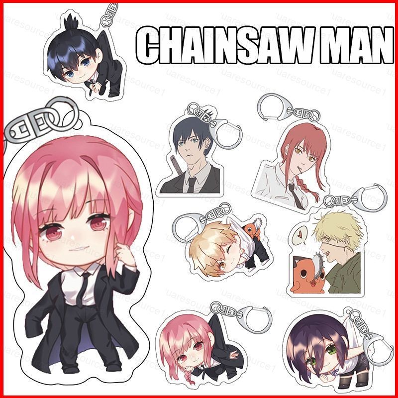 SQ1 Chainsaw Man พวงกุญแจกระเป๋าอะคริลิค Pendent พวงกุญแจสองด้านอะนิเมะ ...