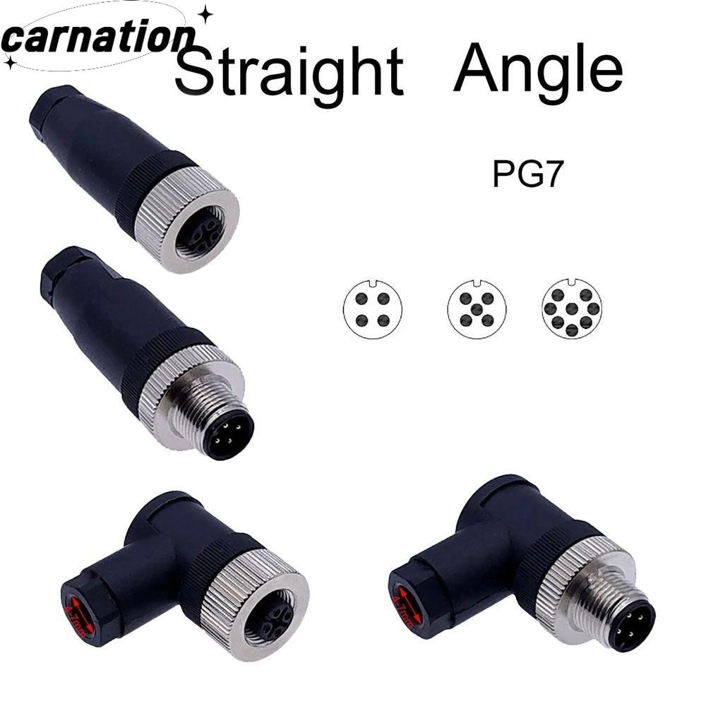 CARNATION M12 Sensor Connector, 4 5 8 Pin Bend Angle Male & Female Plug ...