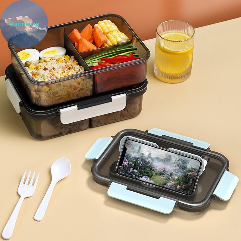 Warmwing 1100/1500 ML 2/3 Gridpartment บรรจุกล่องอาหารกลางวันจับคู่ช้อนส้อมนักเรียนผู้ใหญ่ Bento ...