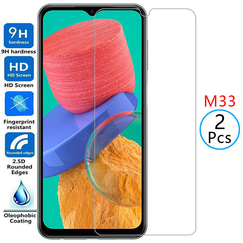 กระจกนิรภัยสําหรับ samsung m33 กระจกนิรภัยป้องกันหน้าจอบน galaxy m 33 33m n33 ฟิล์ม samsun ...
