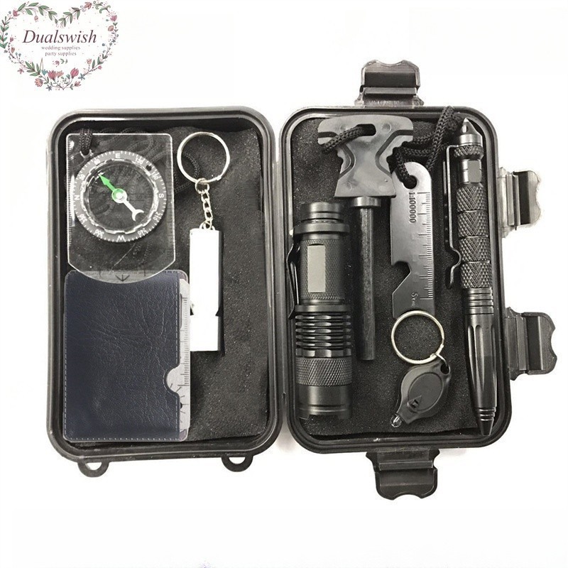 Dualswish Travel Outdoor SOS อุปกรณ์ Survival Treasure Box ชุดเครื่องมื ...