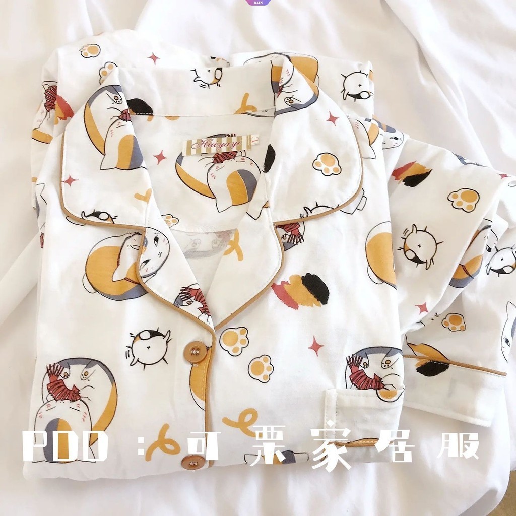 Natsumes Book of Friends Cat Teacher ชุดนอนผู้หญิงฤดูร้อนแขนสั้นกางเกง ...