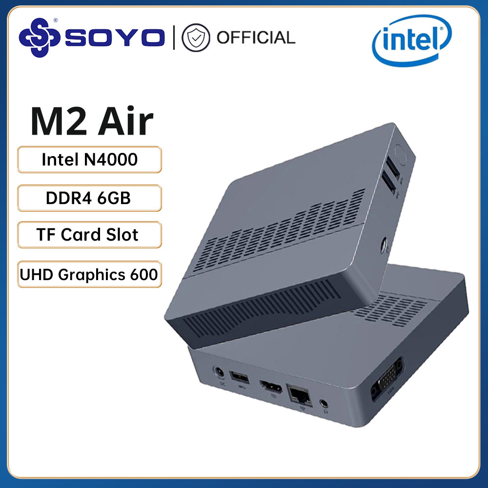 SOYO M2 Air Mini PC Intel Celeron N4000 CPU Window11 6GB RAM 128GB ROM Dual-Band WiFi VGA ...