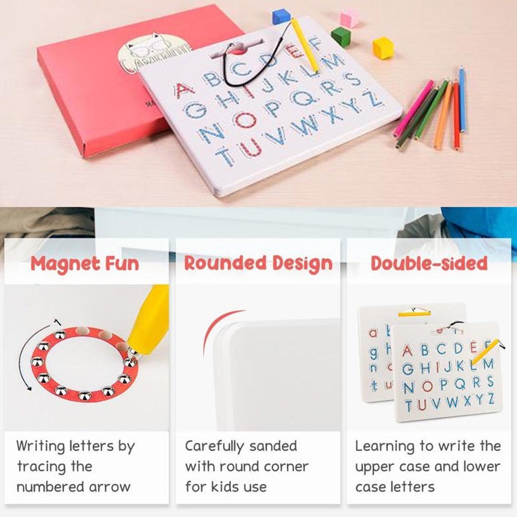 Magnetic Letter Tracing Board 2-in-1 ฝึกการเรียนรู้การศึกษาของเล่น ...