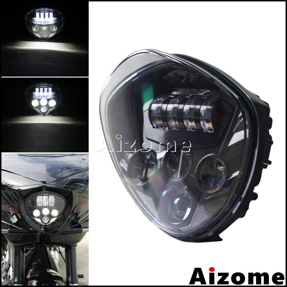 AI Black Motorcycle LED Headlight For Victory Cruisers 2007-2016 w ...