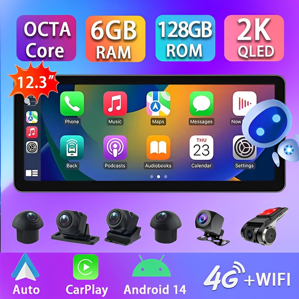 TS18 8Core 6G+128G จอ android รถยนต์ 12.3 นิ้วทั่วไปพร้อมจอเต็มจอ 2K ...