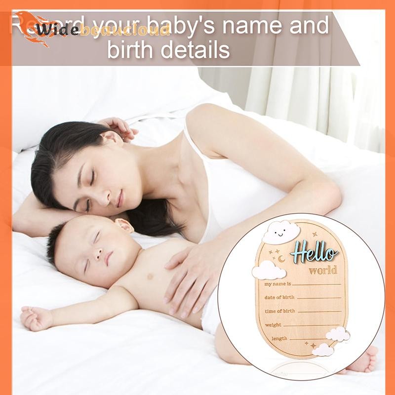 ป้ายประกาศเด็ก Widebeaucloud ไม้ Hello World ทารกแรกเกิด Wee Sign ชื่อ ...