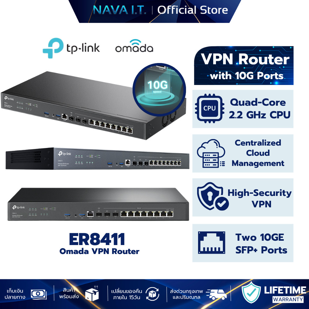 TP-LINK ER8411 OMADA VPN ROUTER WITH 10G PORTS รับประกัน LT | Shopee ...