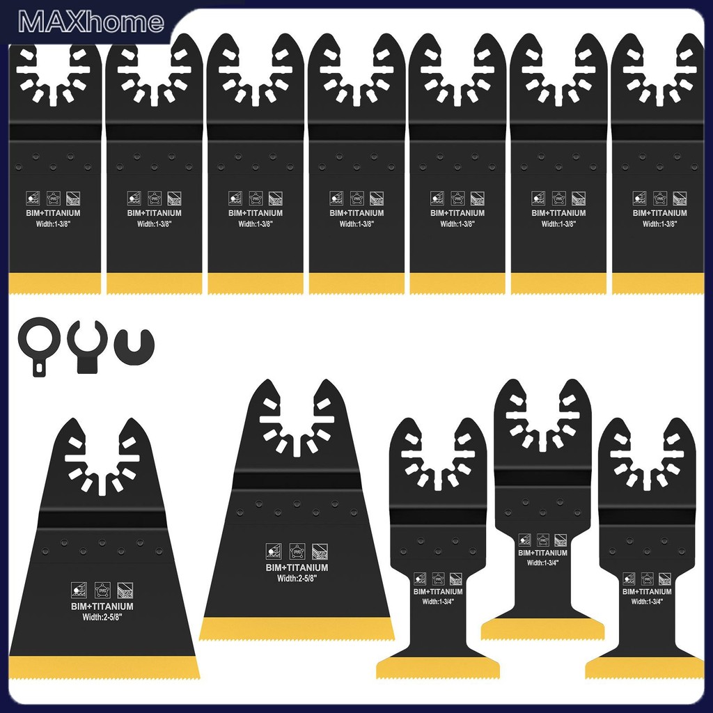 12 ชิ้น Oscillating ใบเลื่อย Bi-metal ไทเทเนียมเคลือบ Multitool ใบมีดทน ...