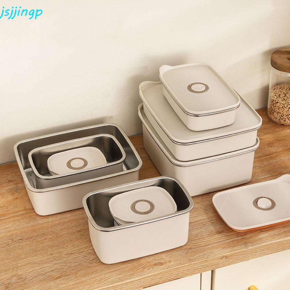 Jsjjingpกล่องเก็บของสด,กล่องถนอมอาหารตู้เย็นสไตล์ญี่ปุ่นป้องกันการรั่ว,แบบพกพาปิดผนึก304กล่อง ...