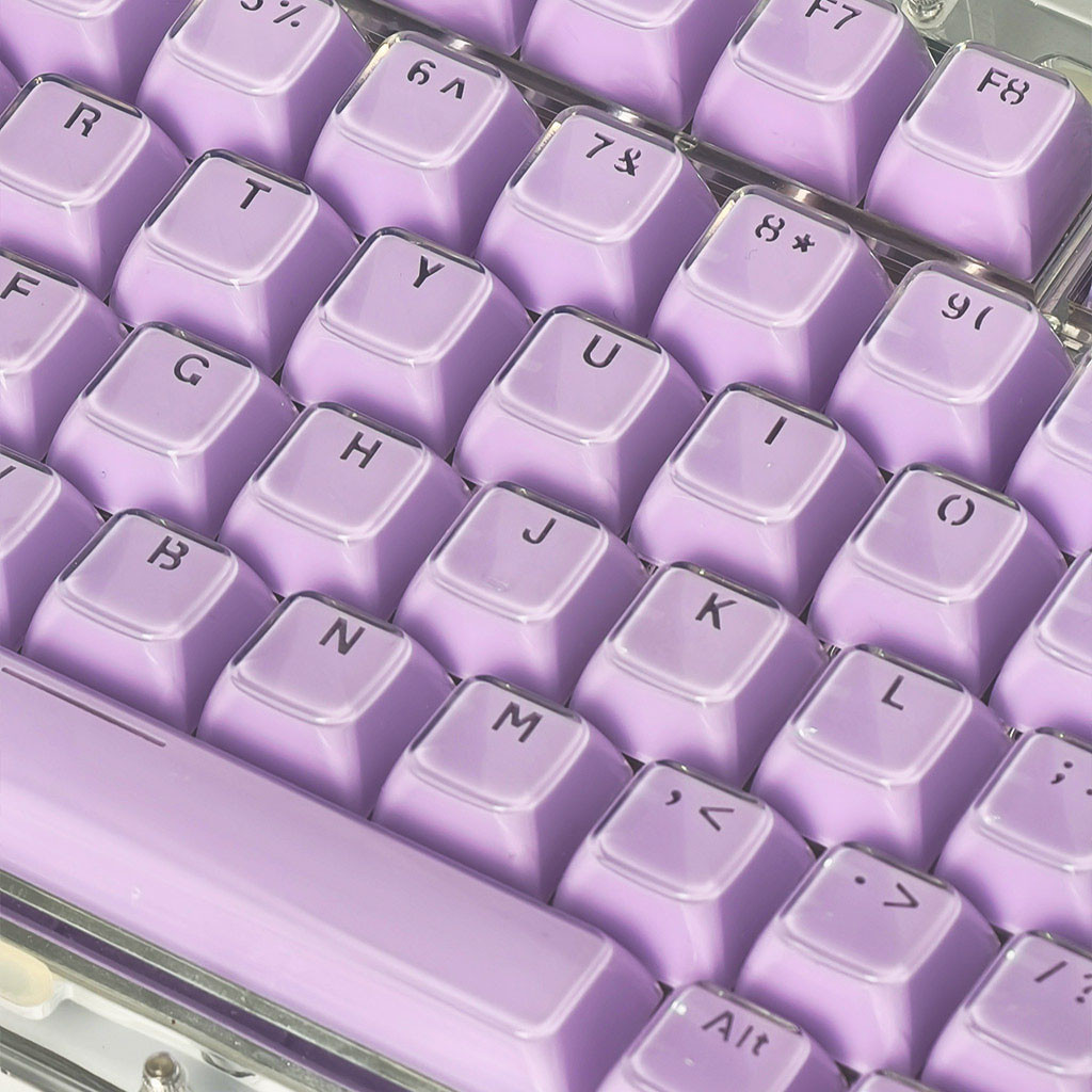 ปุ่มกดคริสตัลสีม่วง 136 คีย์โปรไฟล์ OEM PC PBT Letter Light Transmission Creative Purple Jelly ...