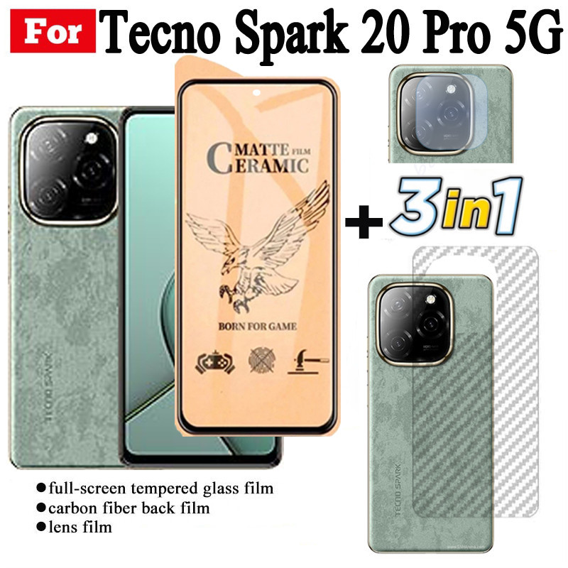 3 IN 1 Tecno Spark 20 Pro 5G เซรามิคกระจกนิรภัยสําหรับ Tecno Spark 20P 20C Go 2024 2023 เลนส์ ...