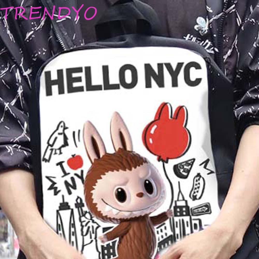 Trendyo Labubu School Backpack, Nylon Letter Labubu Students Shoulder ...