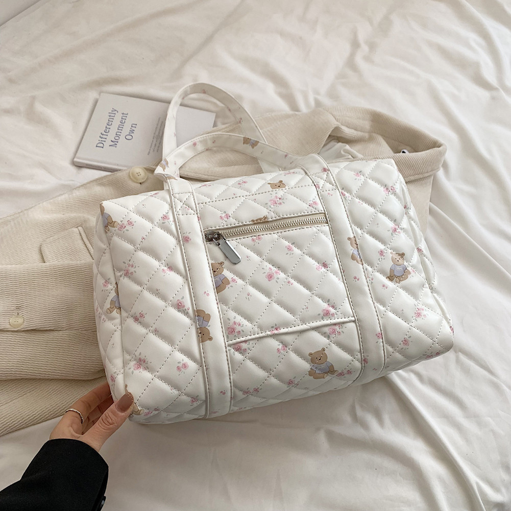 [explosion1.th] Women Floral Bear Shoulder Bag PU Leather Mommy Tote Handbag Female Outdoor Bag ...