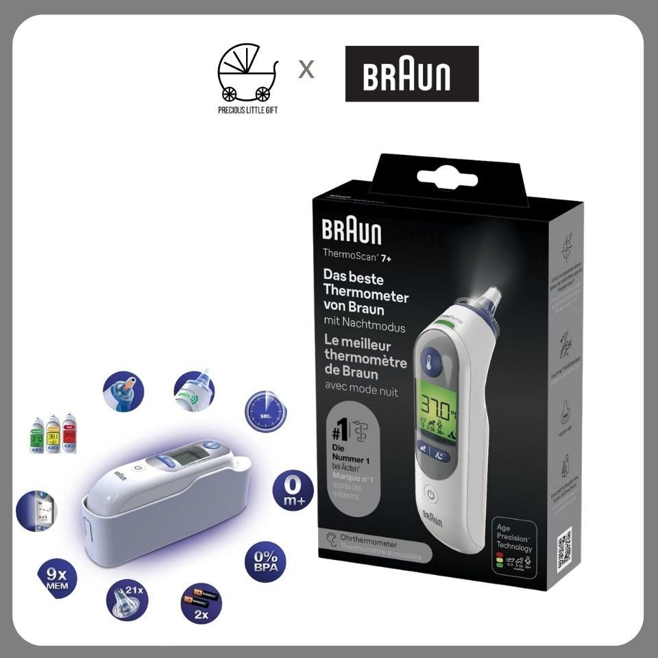 รุ่นใหม่ Braun Thermoscan 7 เครื่องวัดอุณหภูมิหูอินฟราเรดพร้อมโหมดกลางคืน - รุ่น IRT6525 (1unit ...