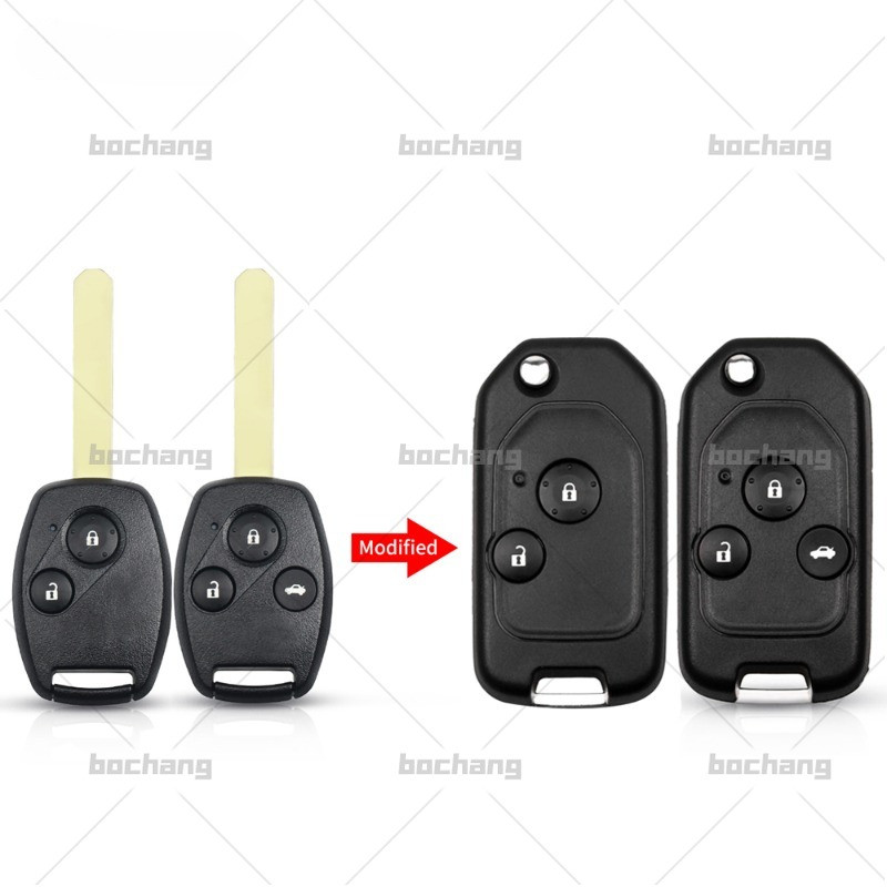 สําหรับ Honda Car Key Case Modify Flip Keyblade แบบพับได้ (2 ปุ่ม/3 ...