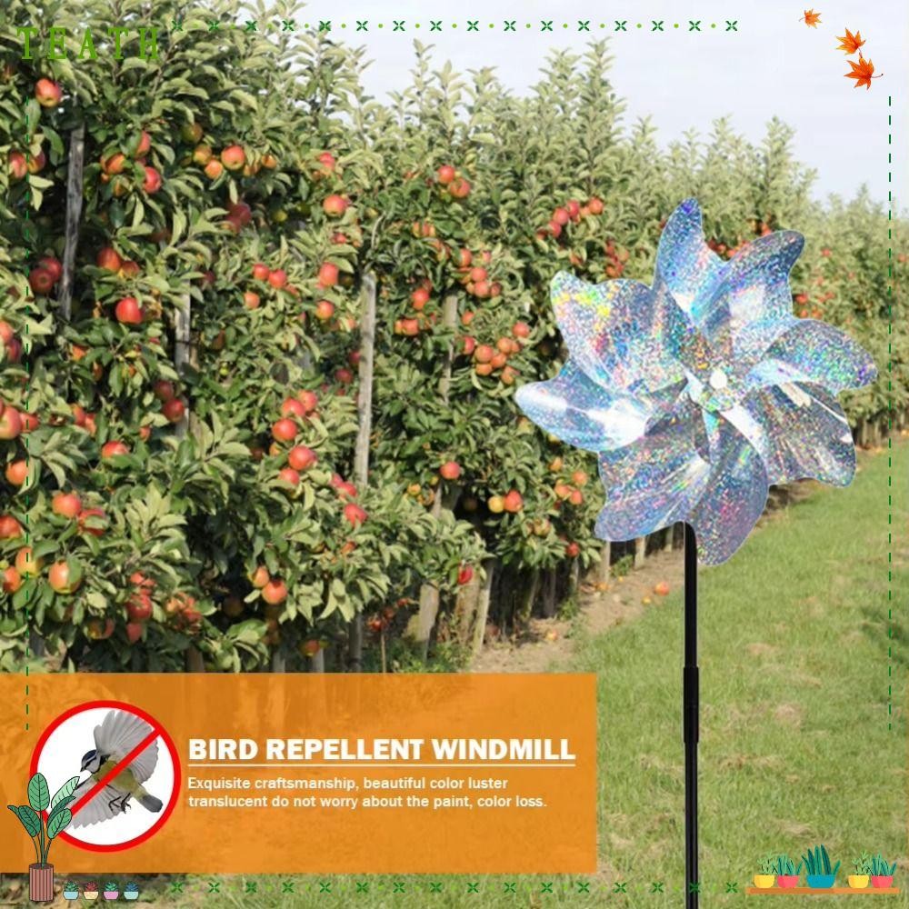 Teath กังหันลมสะท้อนแสงไล่นก,ที่มีสีสัน Anti Birds ของเล่นเด็ก Windmill ...