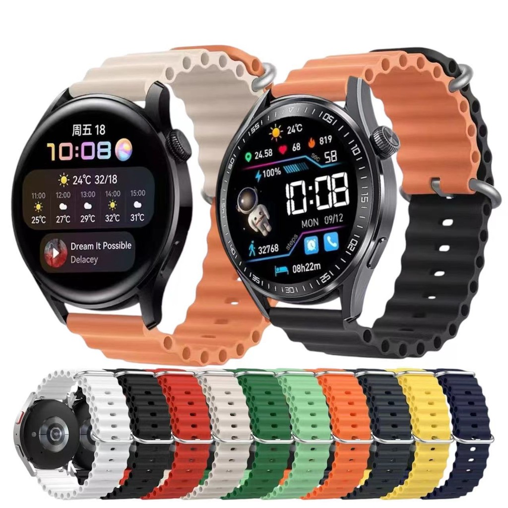 สายนาฬิกาสำหรับHuawei Gt1 GT2 Gt3 GT4 watch2 2e 3 3pro 4ชิลิโคนลายคลื่น ...