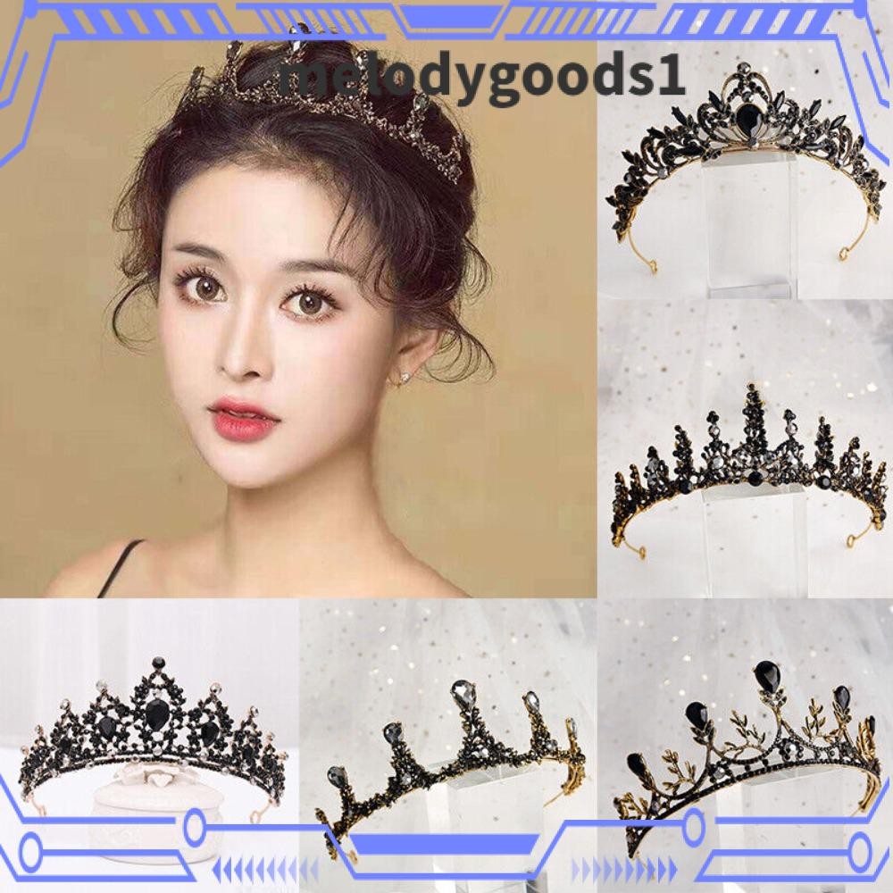 Melodygoods1 เจ้าสาวงานแต่งงาน Tiara, สีดํา Retro Prom Hair Crown ...