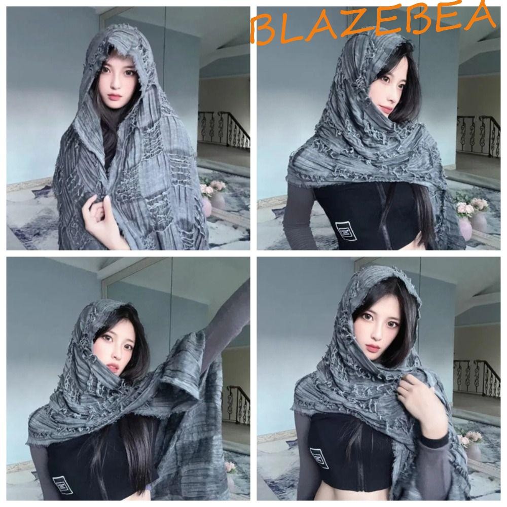 Blazebea Y2K Harajuku ผ้าพันคอ,ผ้าฝ้ายผ้าลินิน Casual Y2K Gothic Headscarf, Vintage จีบ ...