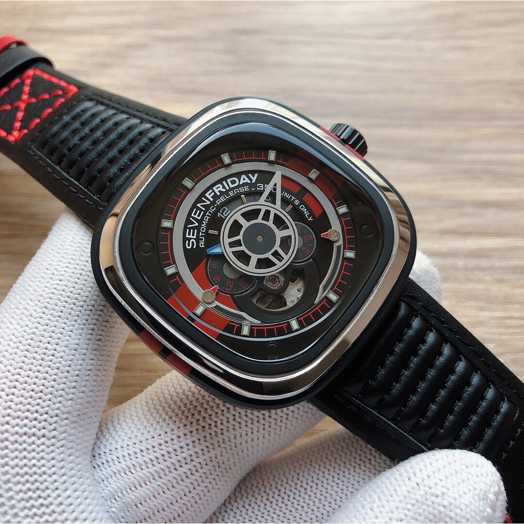 XQW6 กีฬาแฟชั่นนาฬิกาผู้ชาย,SEVENFRIDAYสบายทนทานสายหนังอัตโนมัติฟังก ...