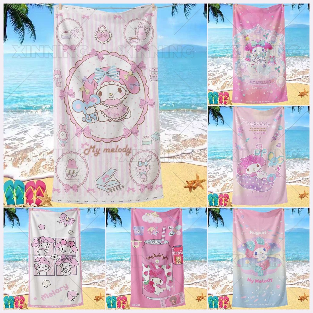Sanrio My Melody ผ้าเช็ดตัวผ้าฝ้ายลายการ์ตูนสีชมพูดูดซับปุยสําหรับเด็ก ...