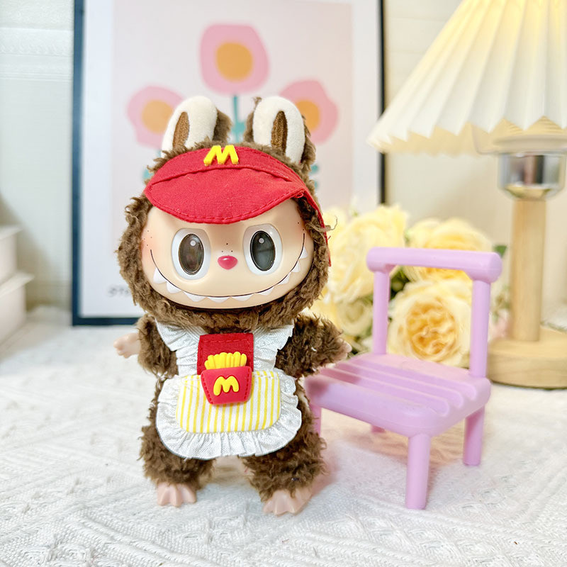 17 ซม.จี้ Labubu Macaron Labubu Labubu ตุ๊กตาเสื้อผ้า McDonalds Suit ...