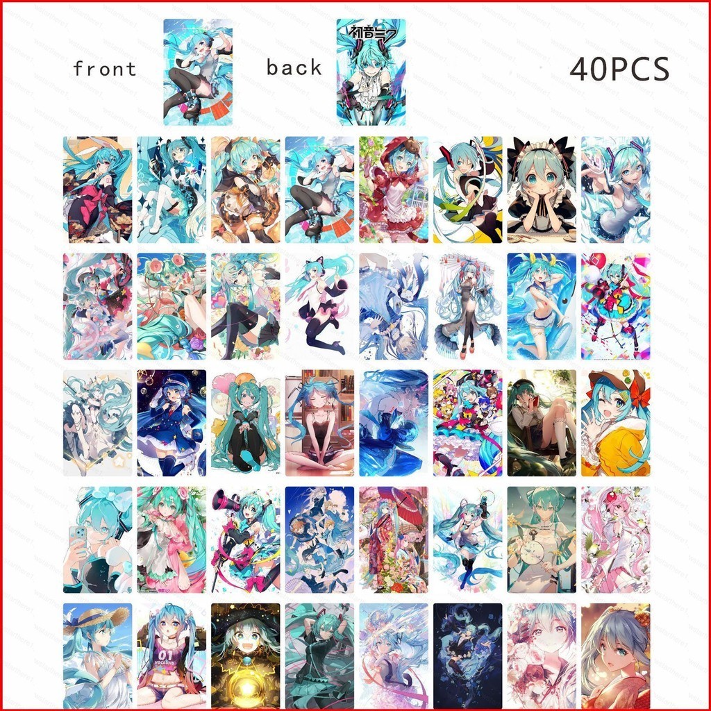 Jason 40 ชิ้น/เซ็ต Hatsune Miku เลเซอร์สองด้านการ์ดขนาดเล็กอะนิเมะมังงะ ...