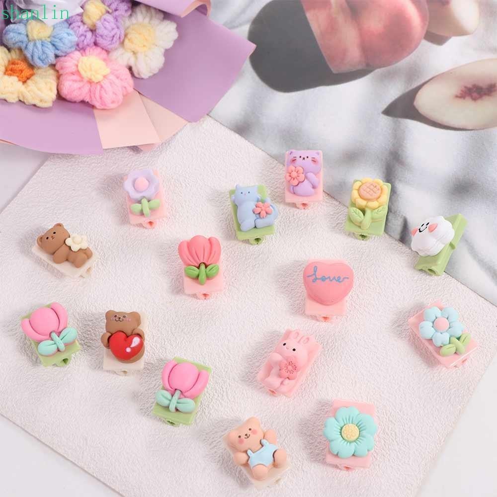 Shanlin Cable Bite Protector แบบพกพา Kawaii Anti-Break ชาร์จป้องกัน Soft Cover 3D การ์ตูนดอกไม้ ...